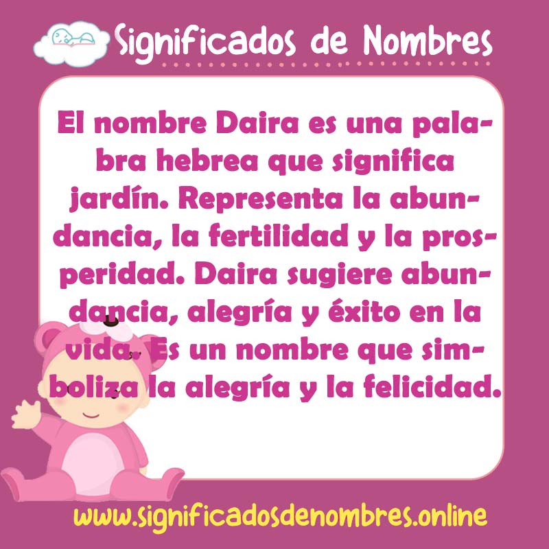 Significado de Daira 【 APODOS, ORIGEN Y MÁS