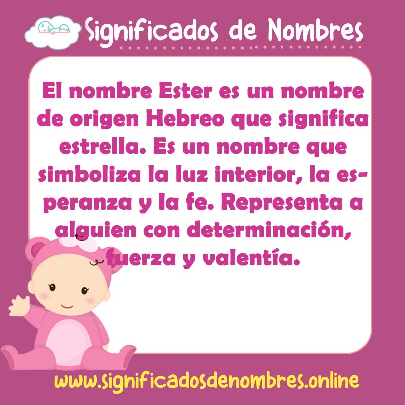 Significado de Ester 【 APODOS, ORIGEN Y MÁS