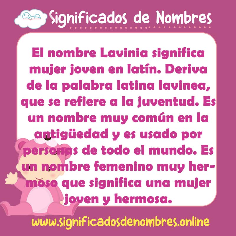 Significado de Lavinia 【 APODOS, ORIGEN Y MÁS