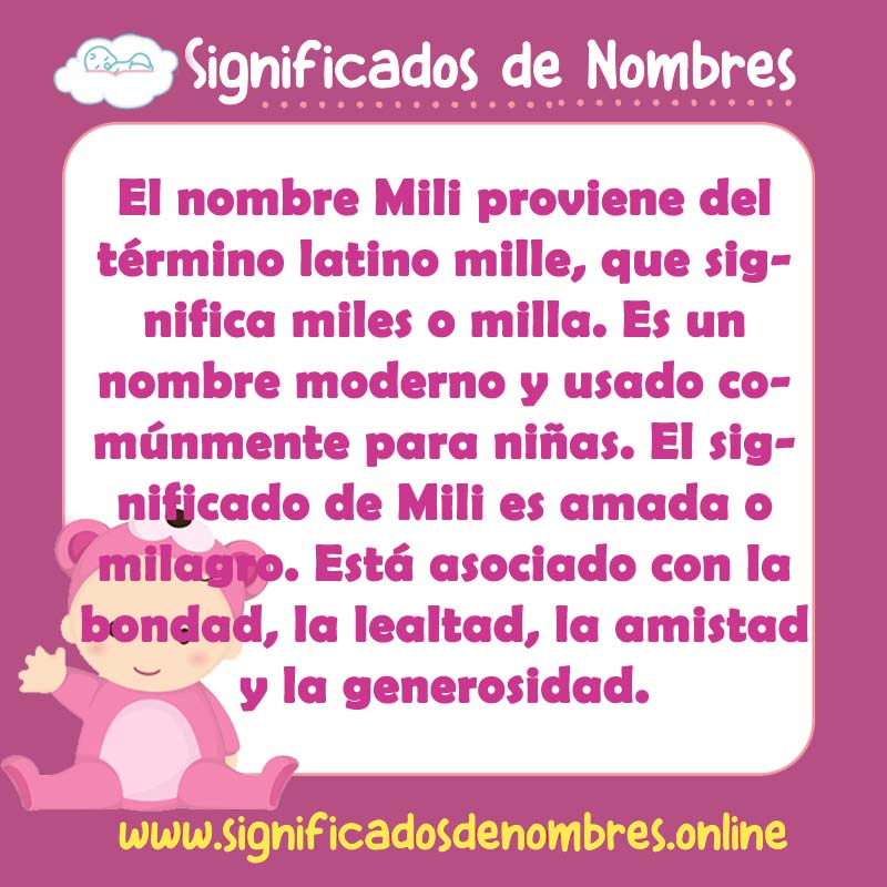 Significado de Mili 【 APODOS, ORIGEN Y MÁS