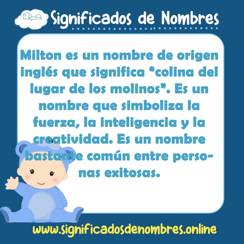 Significado de Milton 【 APODOS, ORIGEN Y MÁS